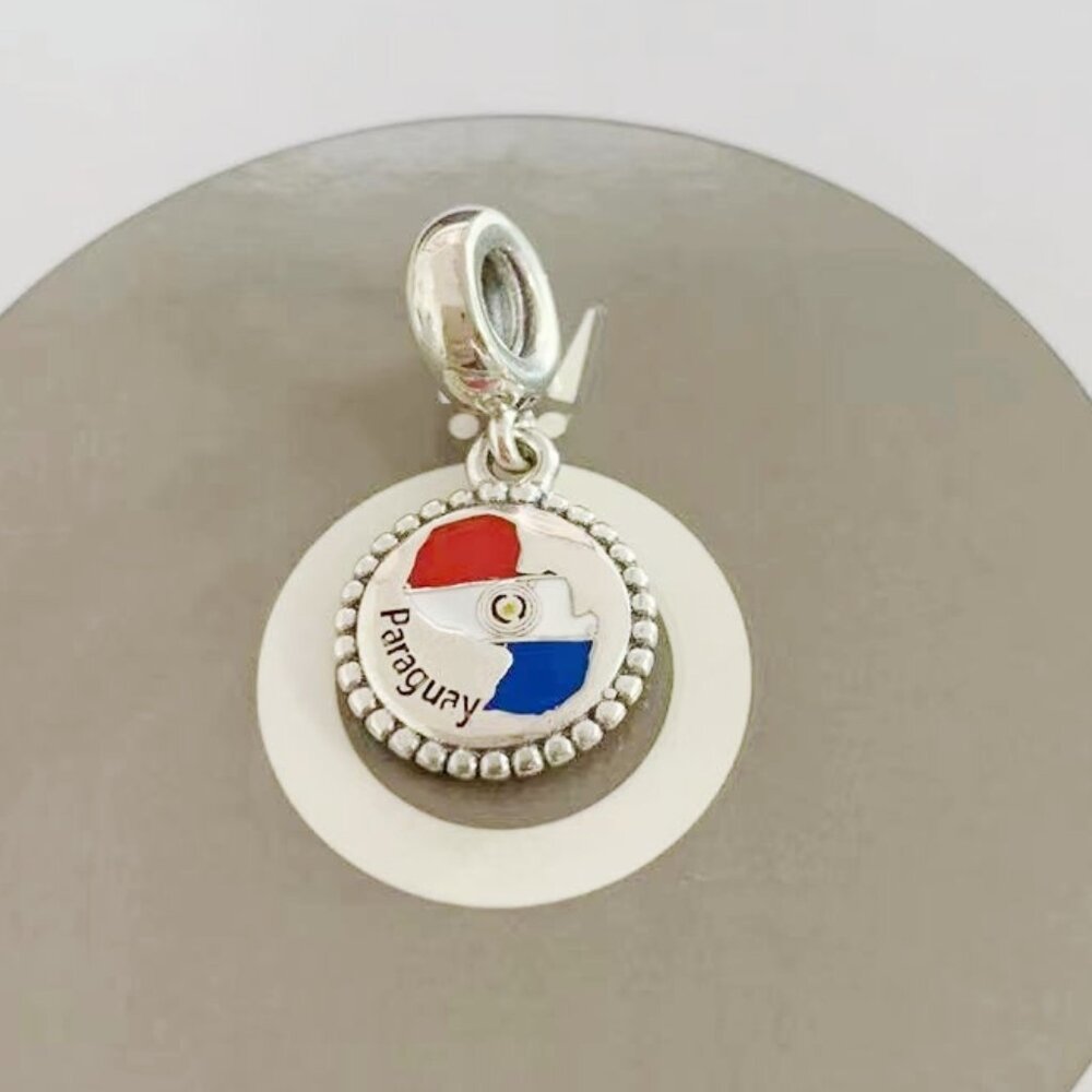 Pandora Paraguay Flag Map Exclusive Charm Pendant - Gem